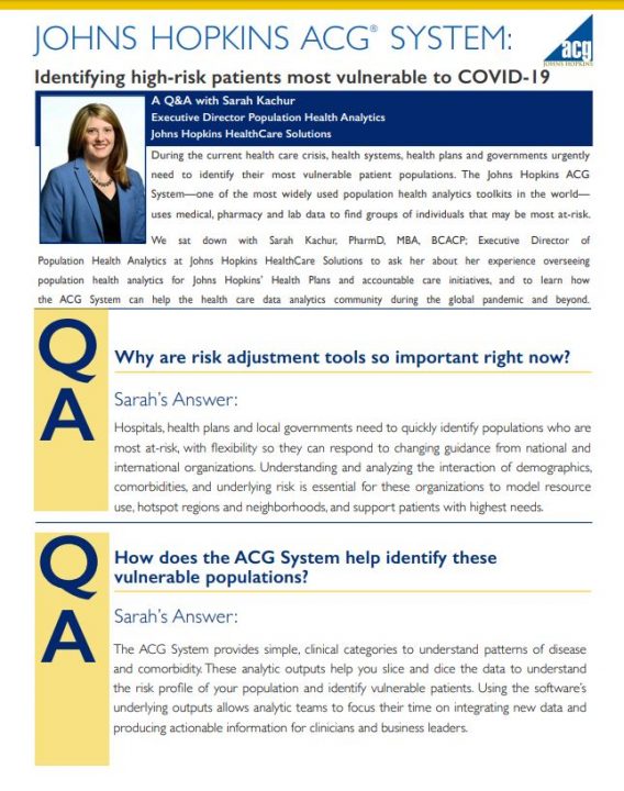 Identifying High Risk COVID-19 Patients Q&A - Johns Hopkins ACG® System
